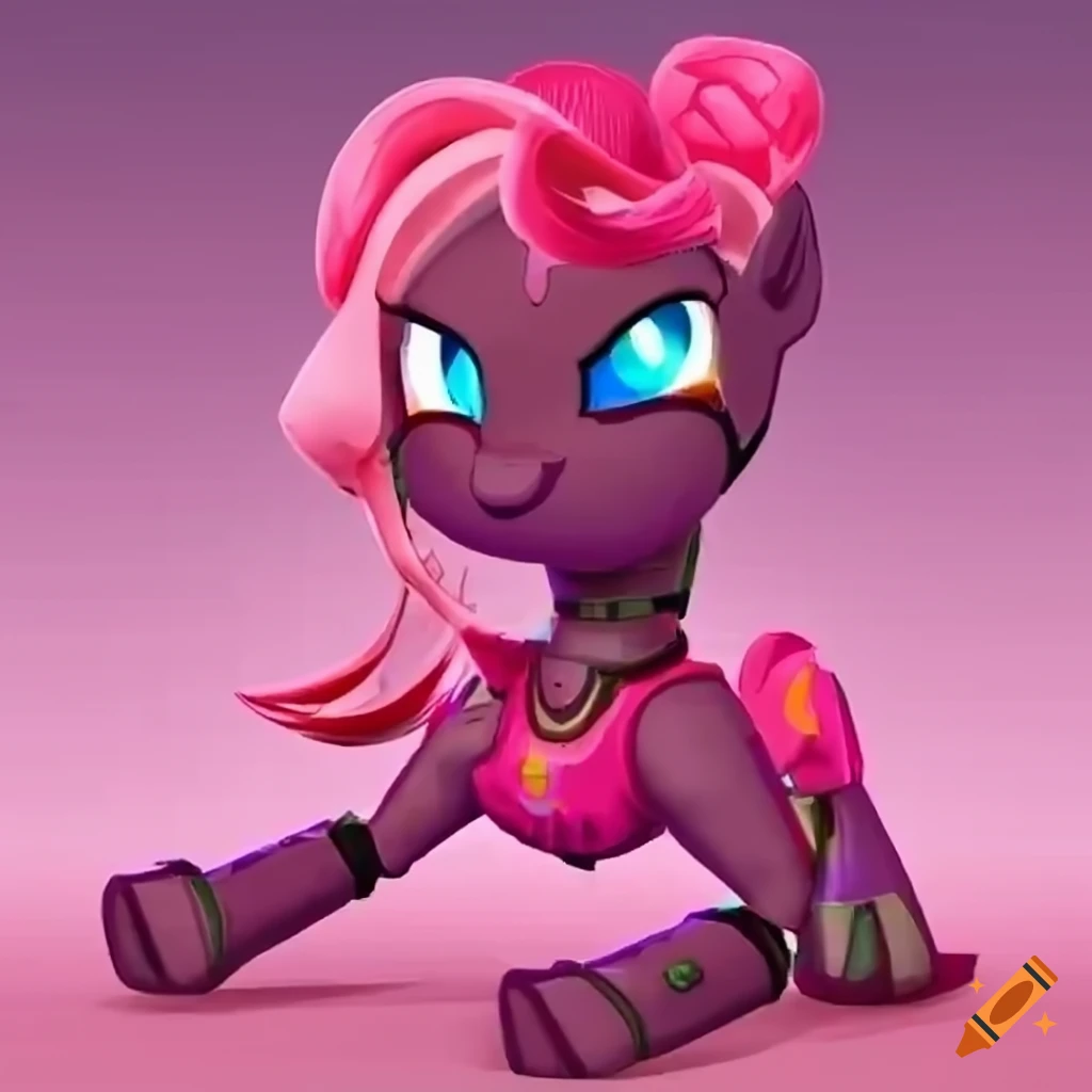 Sci-fi humanoid android resembling a my little pony character on Craiyon