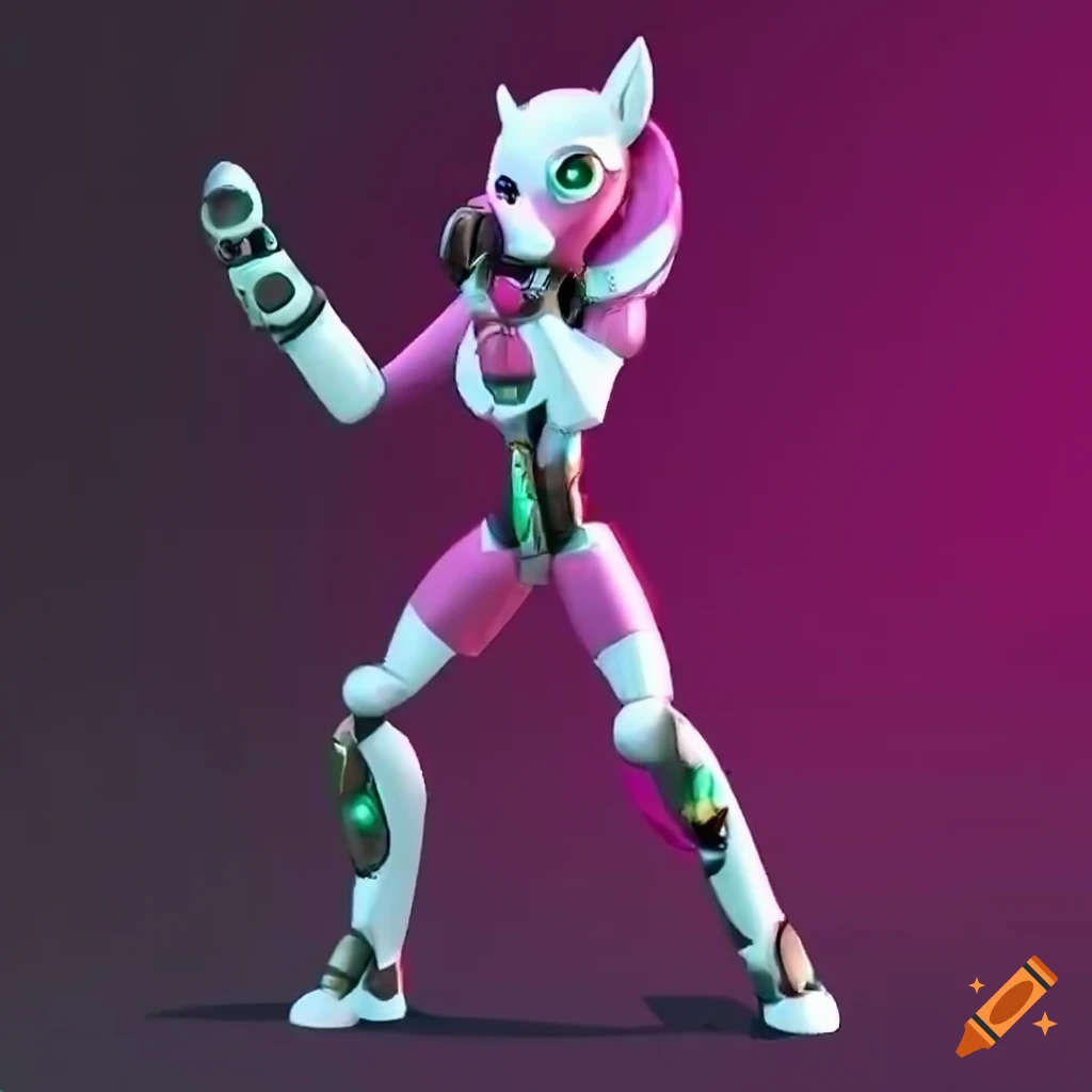 Sci-fi humanoid android resembling a My Little Pony character on Craiyon