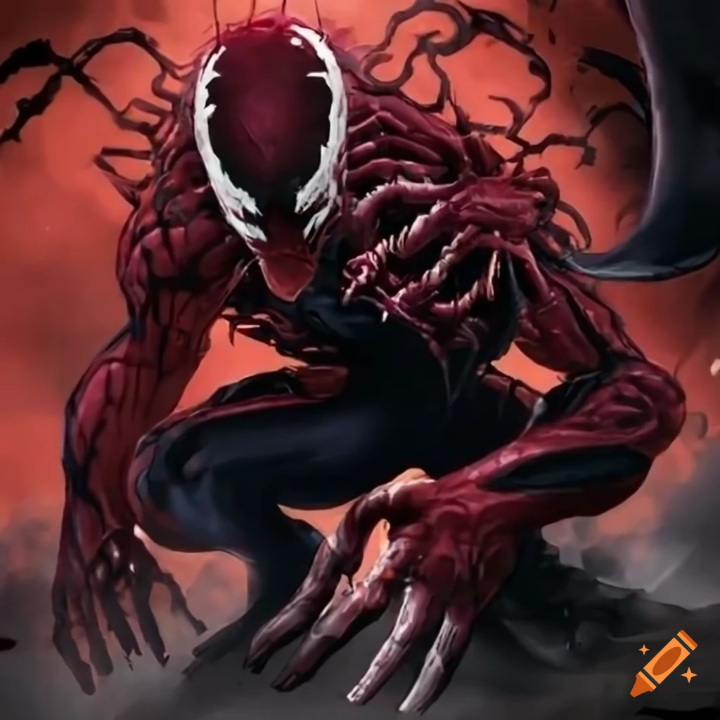 Toxin symbiote in military uniform on Craiyon
