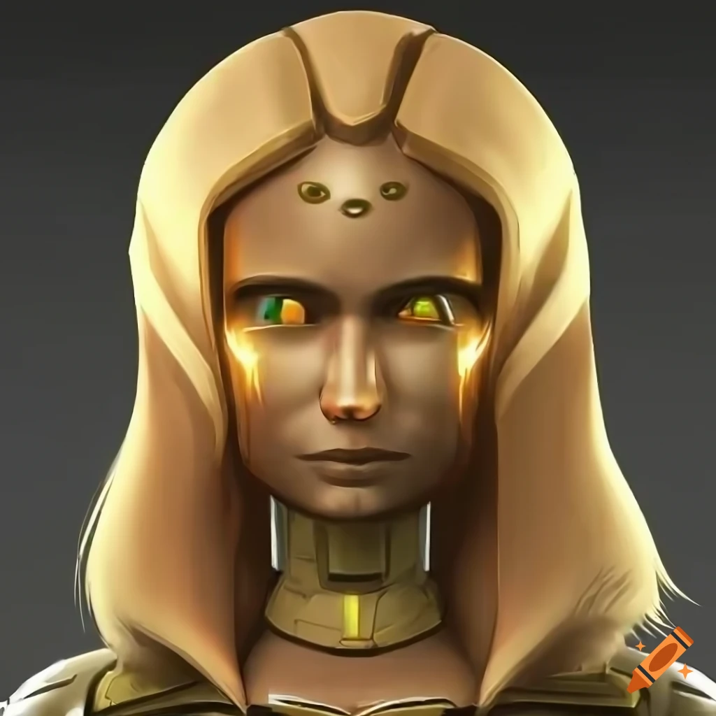 Sci-fi android with blonde hair on Craiyon