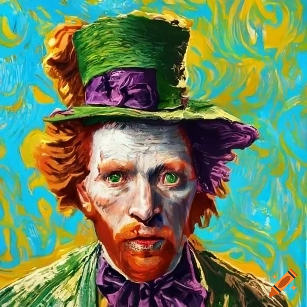 Artistic fusion portrait of Edgar Davids with Van Gogh and Mad Hatter ...