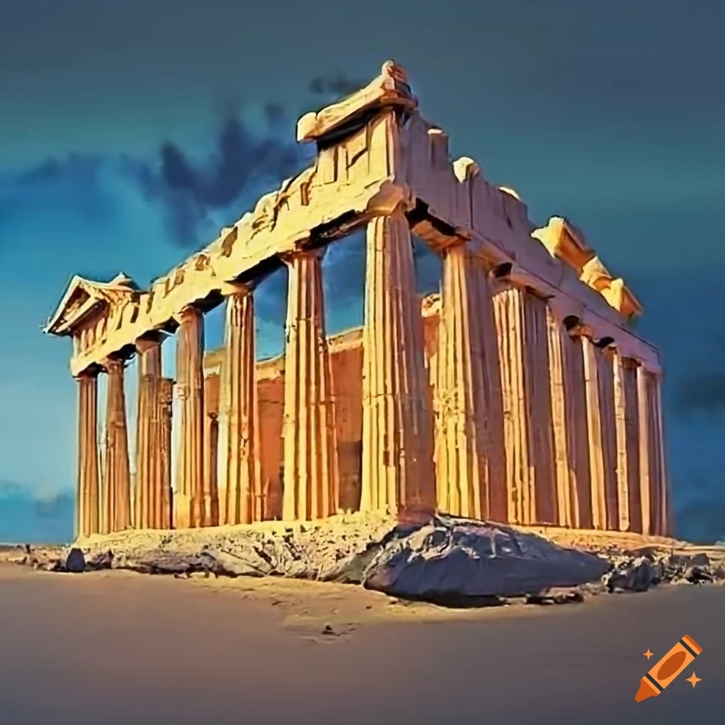 The parthenon standing tall on Craiyon