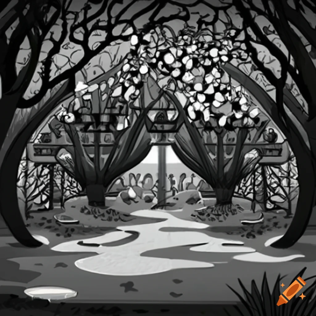 High-quality garden setting in a video game on Craiyon