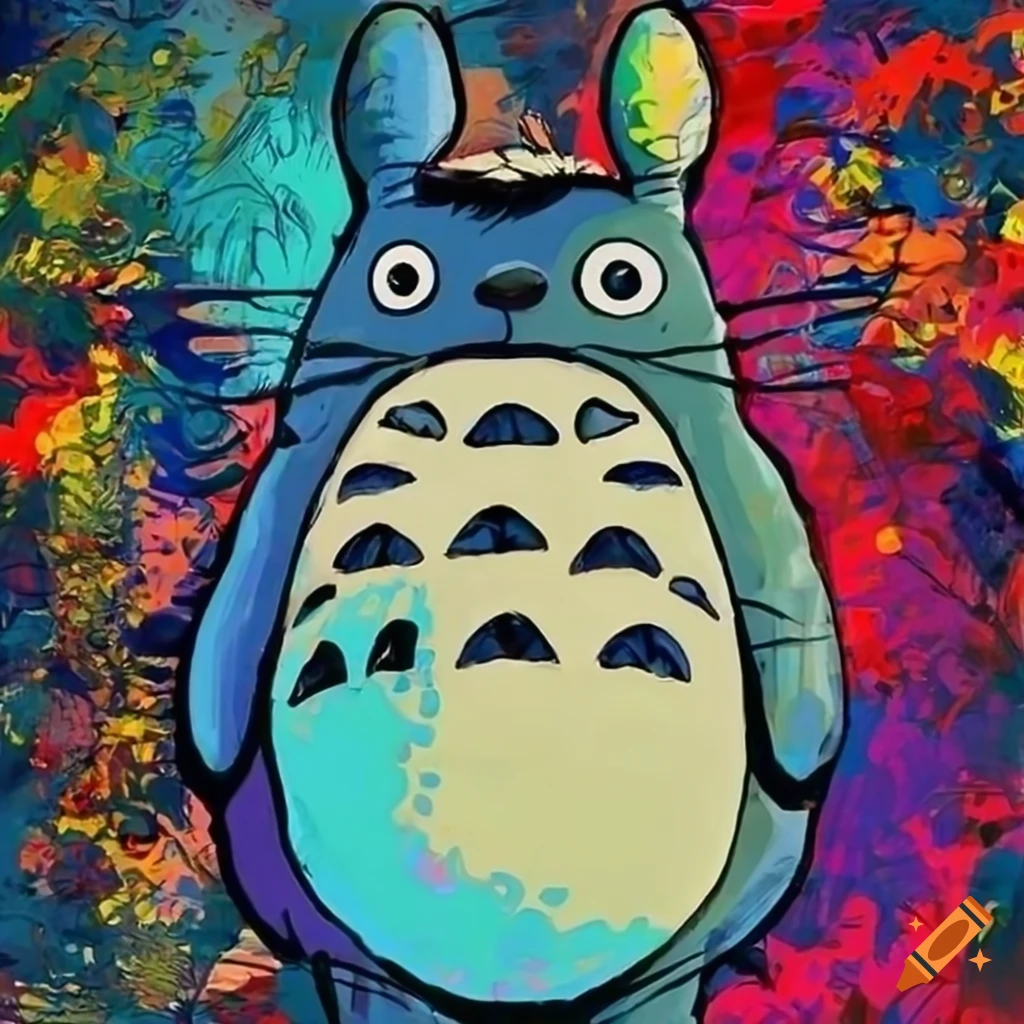 Stylized totoro character in vibrant pop art colors on Craiyon