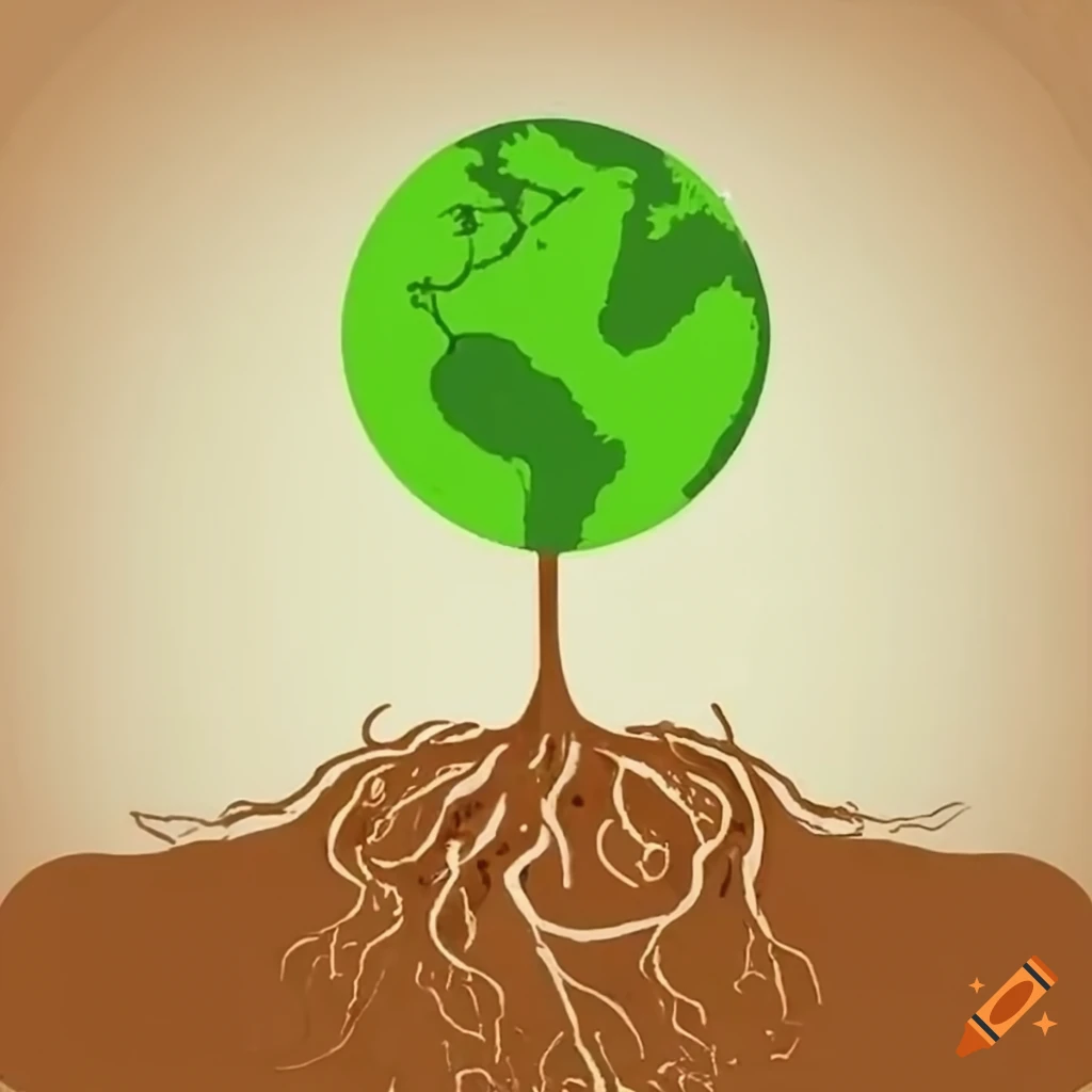 Green earth with roots concept on Craiyon