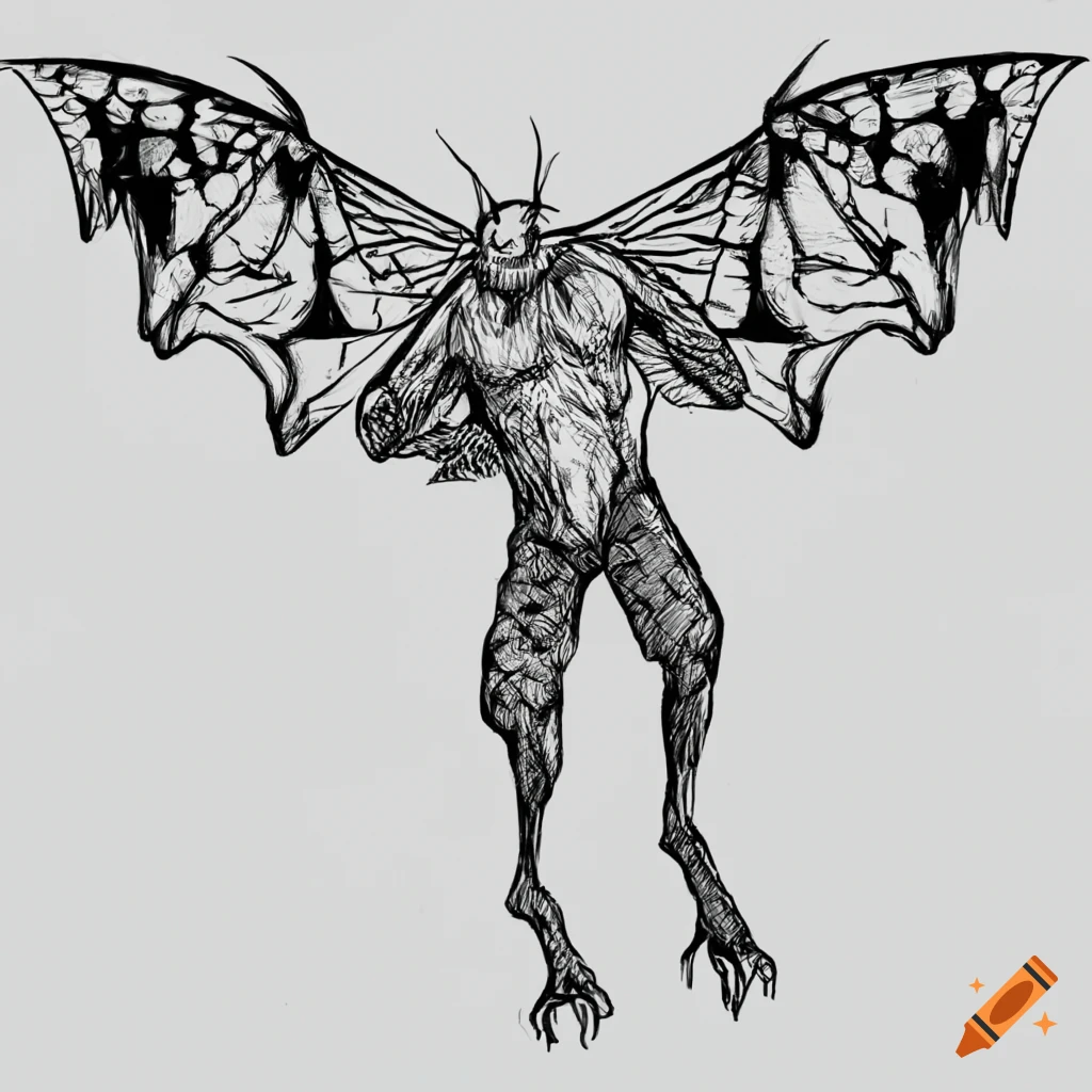 Mothman flexing his arm muscles on Craiyon