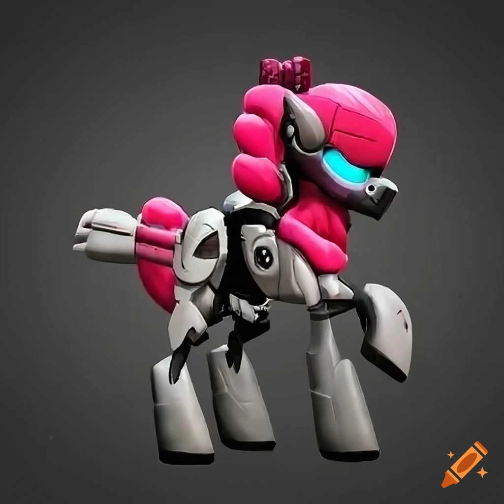 Sci-fi humanoid android resembling a my little pony character on Craiyon