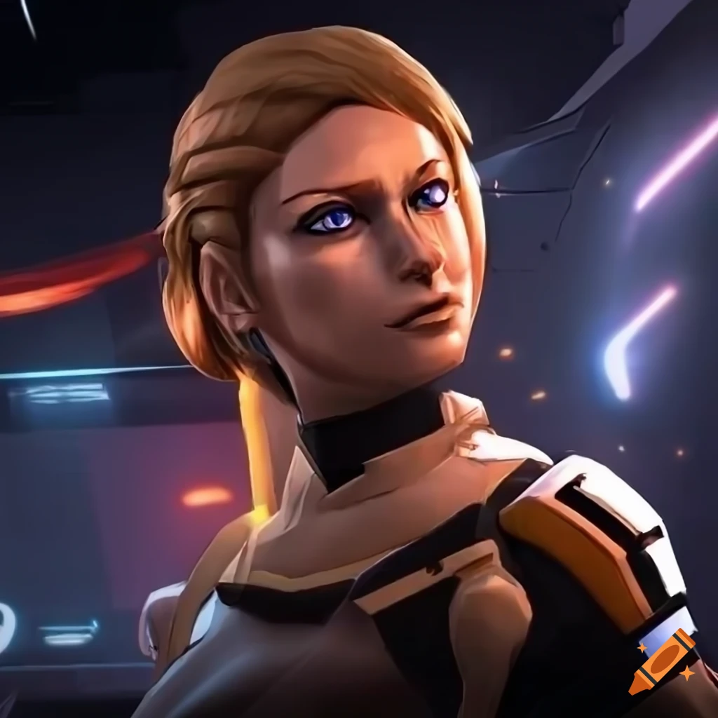 Sci-fi android with blonde hair on Craiyon