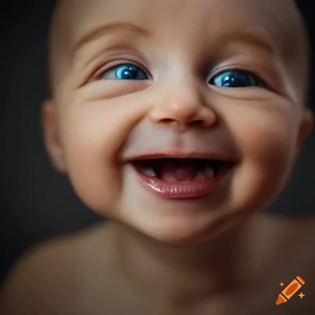 Smiling baby with a symmetrical face on Craiyon