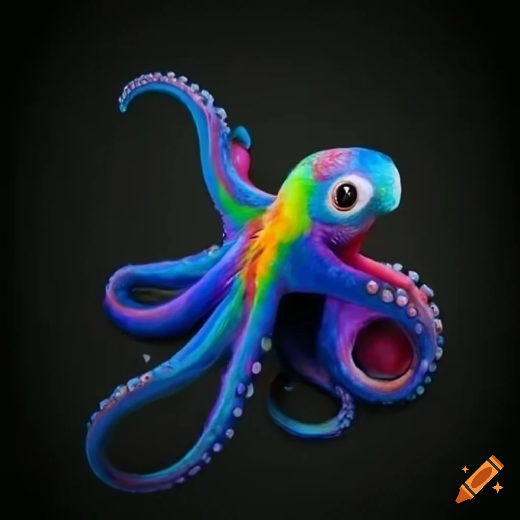Rainbow parrot fused with an octopus on Craiyon