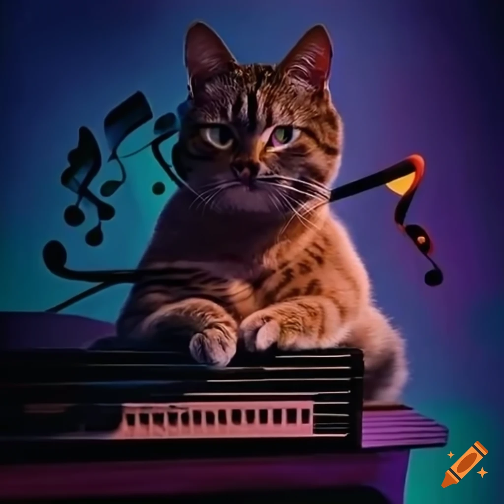 Cat playing music on Craiyon