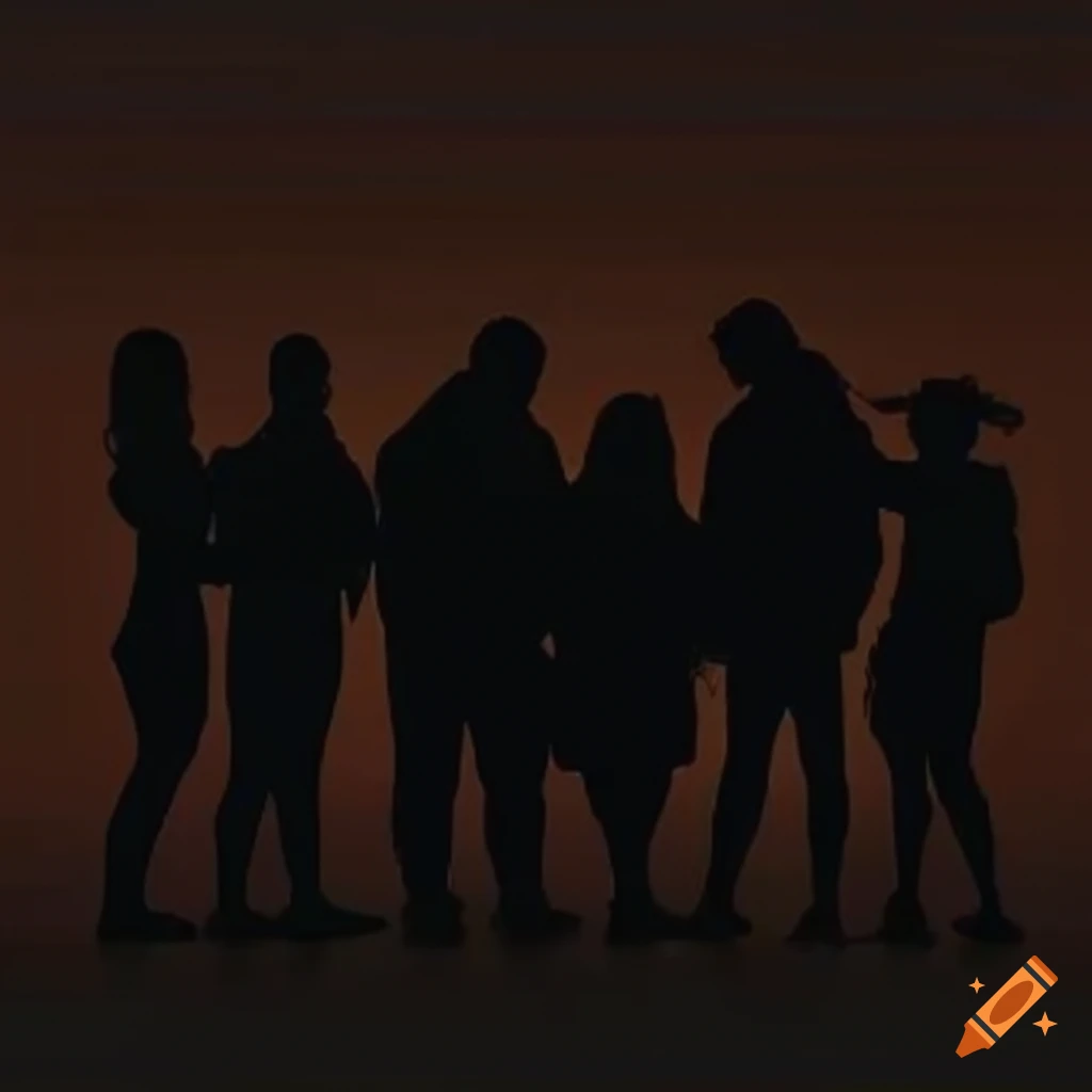 Group of four people silhouette on Craiyon