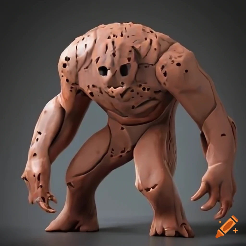 Serpentine clay golem with a lustrous appearance on Craiyon