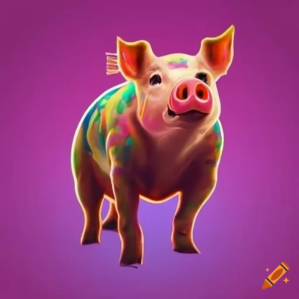 Vibrant and colorful retro logo for pigster flex brand on Craiyon