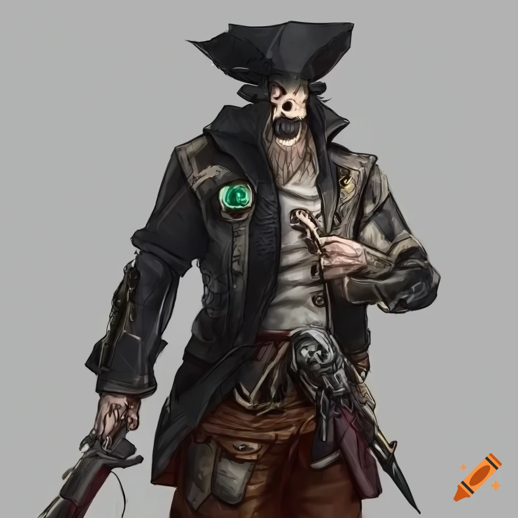 Cyberpunk pirate with a futuristic flintlock weapon on Craiyon