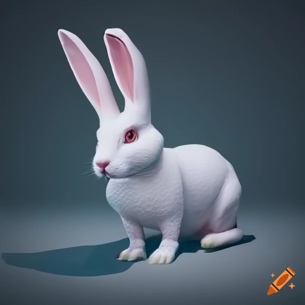 White rabbit in 3d polygon style on Craiyon