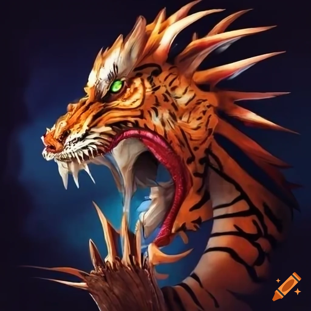 Tiger dragon creature on Craiyon