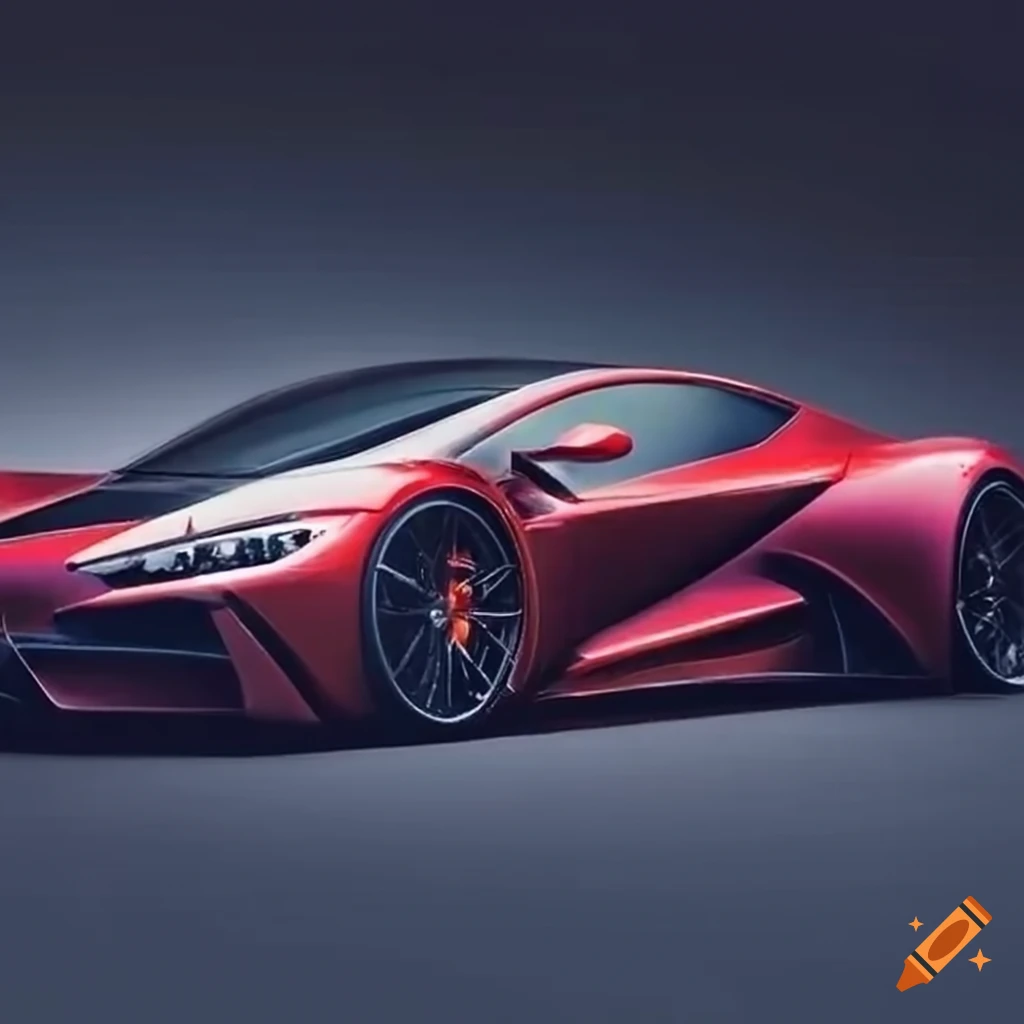 Aerodynamic hypercar with air vents in side view on Craiyon
