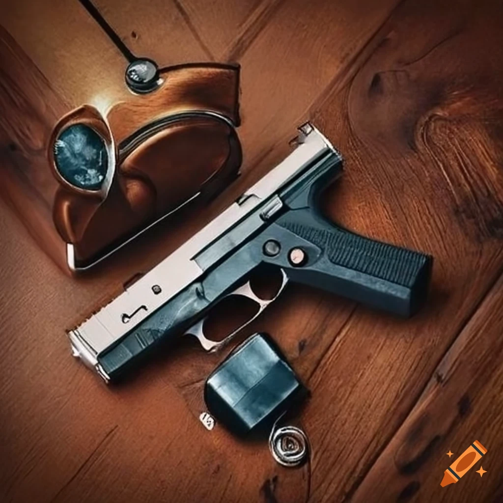 Pistol on a table on Craiyon