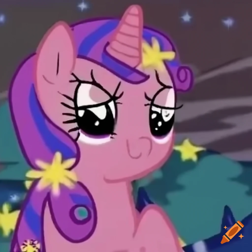 Mlp deep fried meme with stars in the background on Craiyon