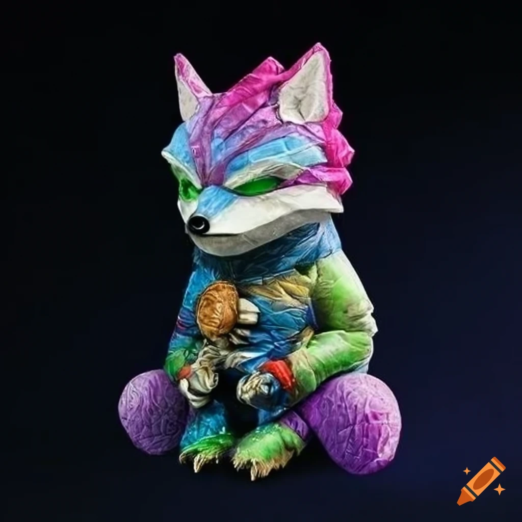 Quilted sculpture of star fox on Craiyon