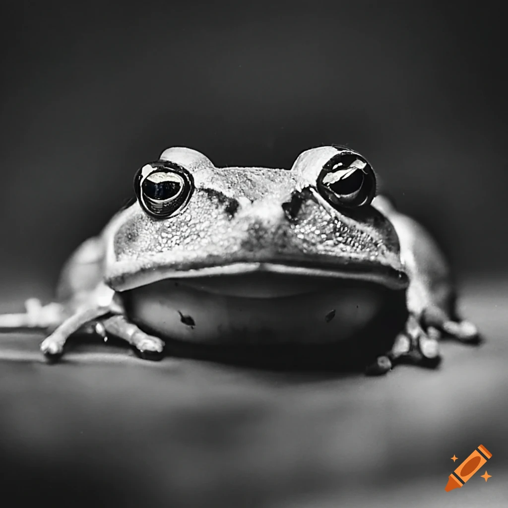 Annoying frog with angry expression in black and white on Craiyon
