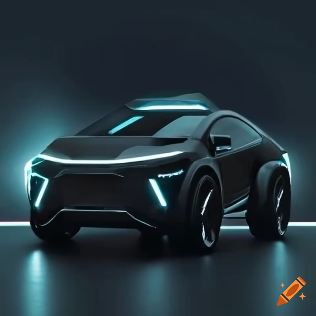 Black futuristic suv car from a sideways view on Craiyon