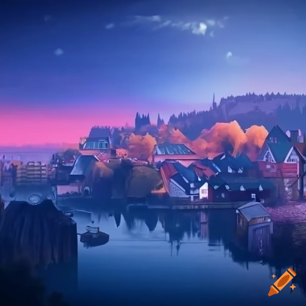 Calm and peaceful Swedish town in a video game on Craiyon