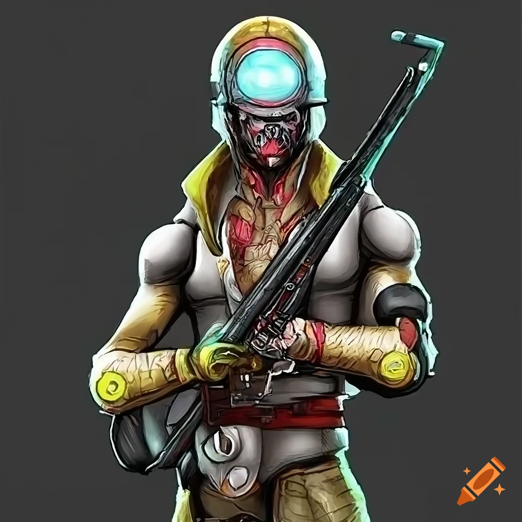 Cyberpunk space pirate with a futuristic flintlock weapon on Craiyon