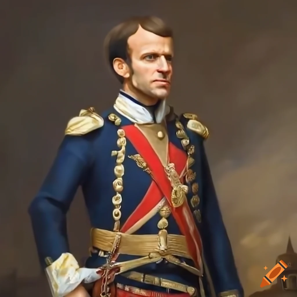 Emmanuel Macron in a historic uniform exploring Adeevka ruins in 4k ...