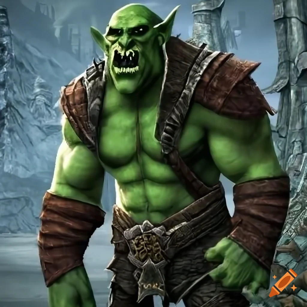 Big skyrim orc character on Craiyon