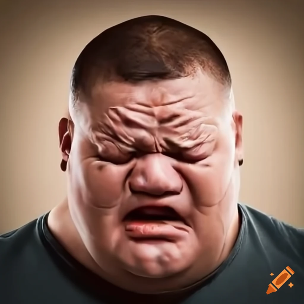 Overweight man crying on Craiyon