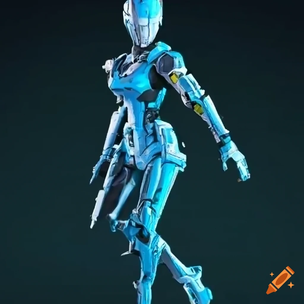 Sci-fi android with blue skin and blonde hair on Craiyon