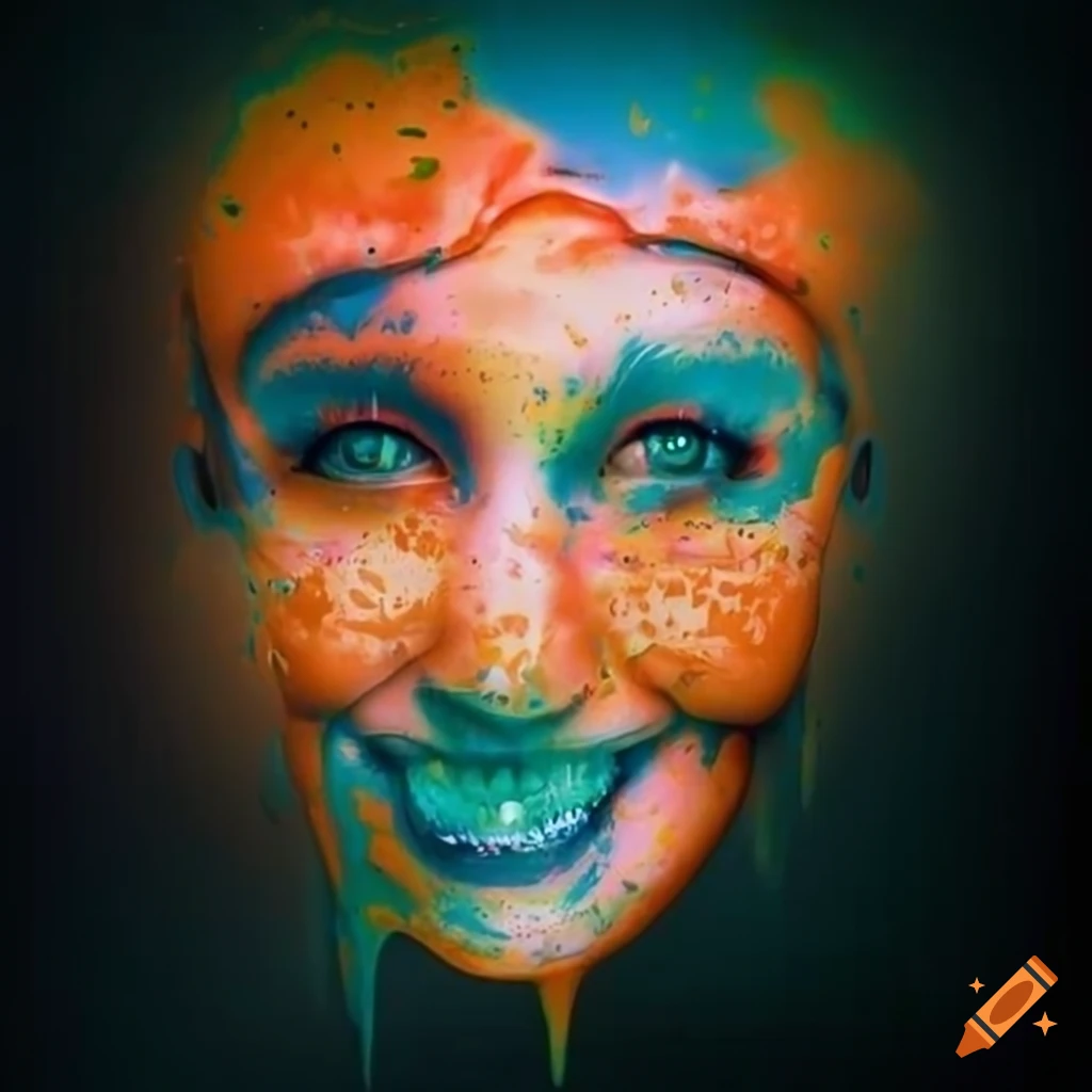 Surreal abstract art depicting a melting smile on Craiyon