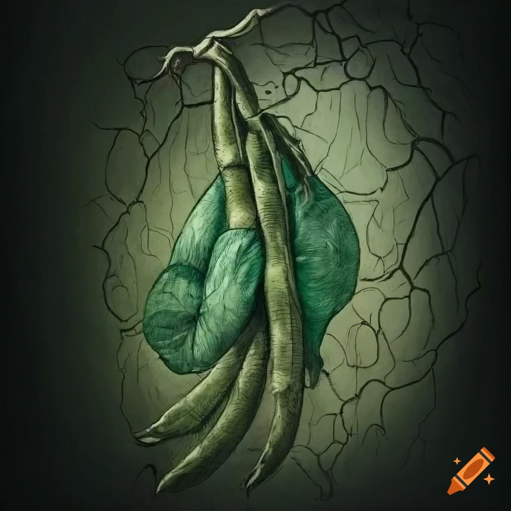 Detailed ink drawing of lush green bean plants with texture on Craiyon