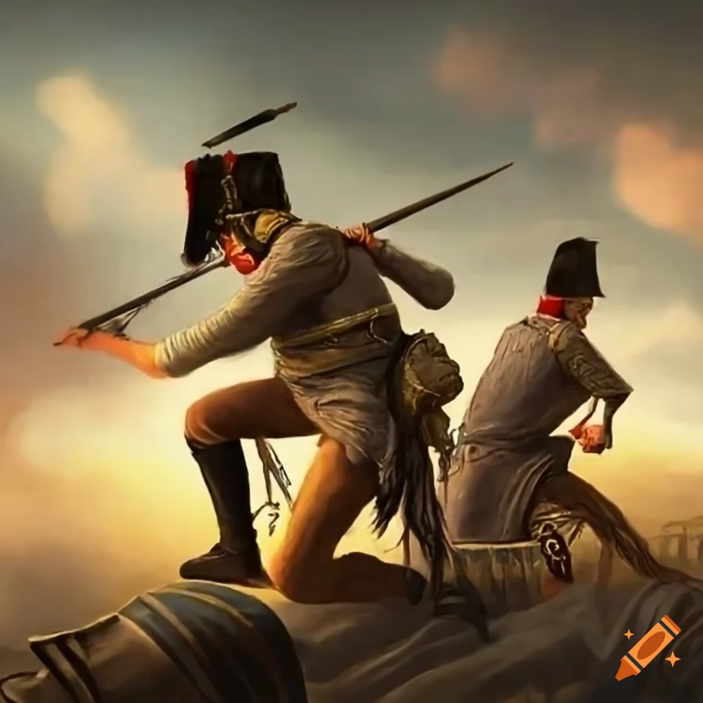 Intense scene from the napoleonic wars with infantry clashing on ...