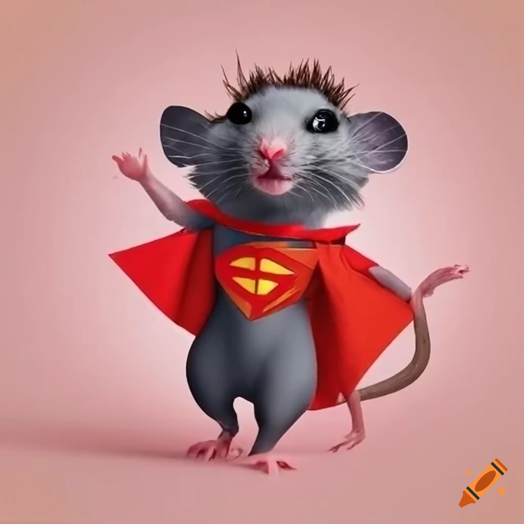 Rat wearing a superhero cape on Craiyon