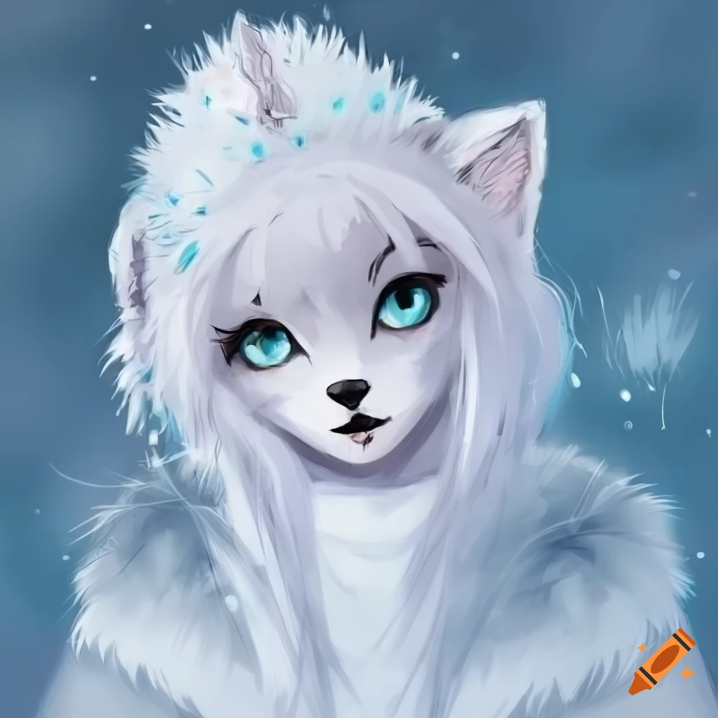 Snow fox oc girl drawing on Craiyon