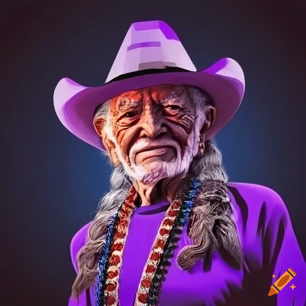 Purple-skinned singer resembling willie nelson on Craiyon