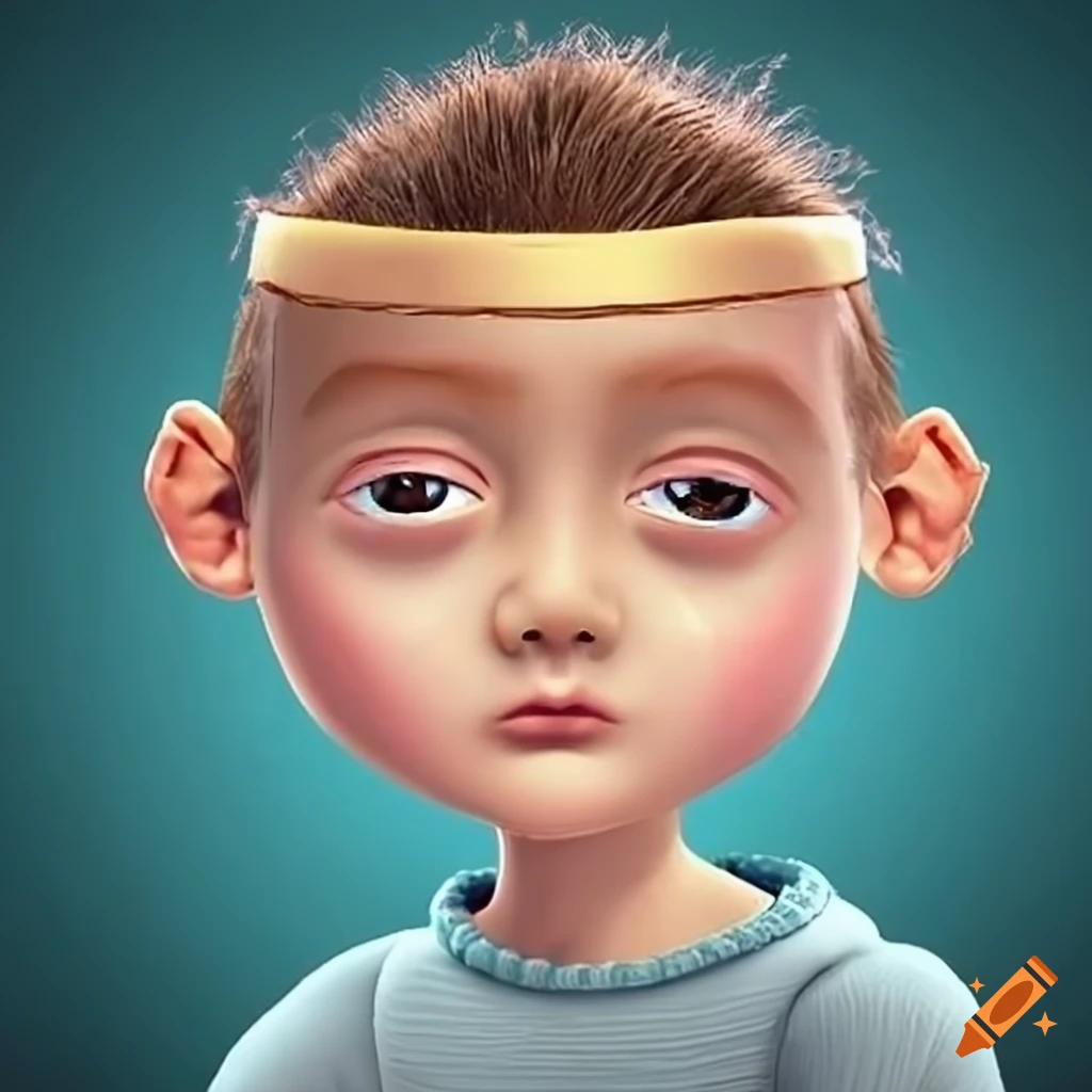 Child with larger feet and hands leaning against the wall with sleeping ...