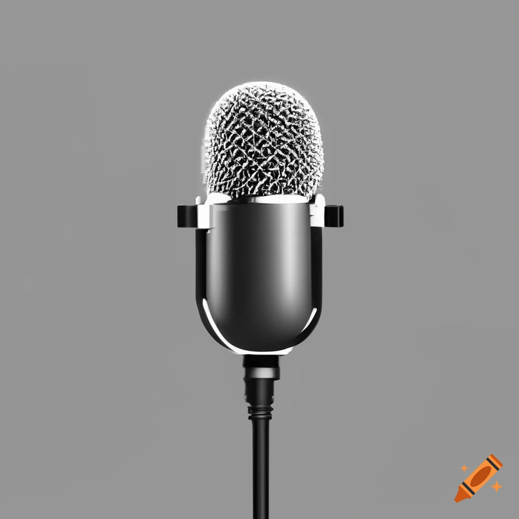 Professional microphone minimalist graphic design in black and white on ...