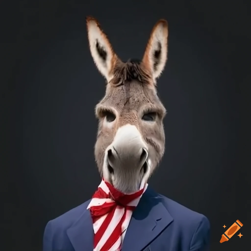 Donkey man in an american flag suit on Craiyon