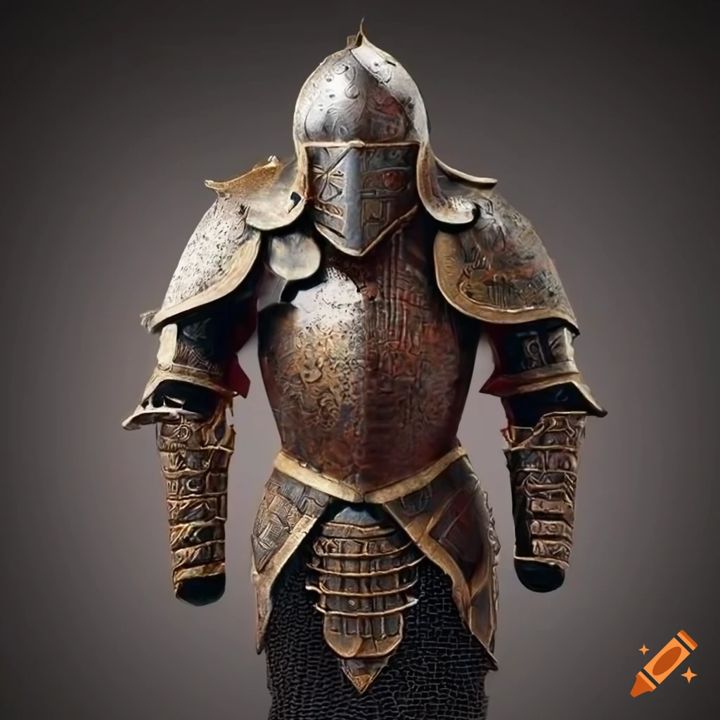 Dwarven stoneward plate armor crafted from dark metal with earthy tones ...