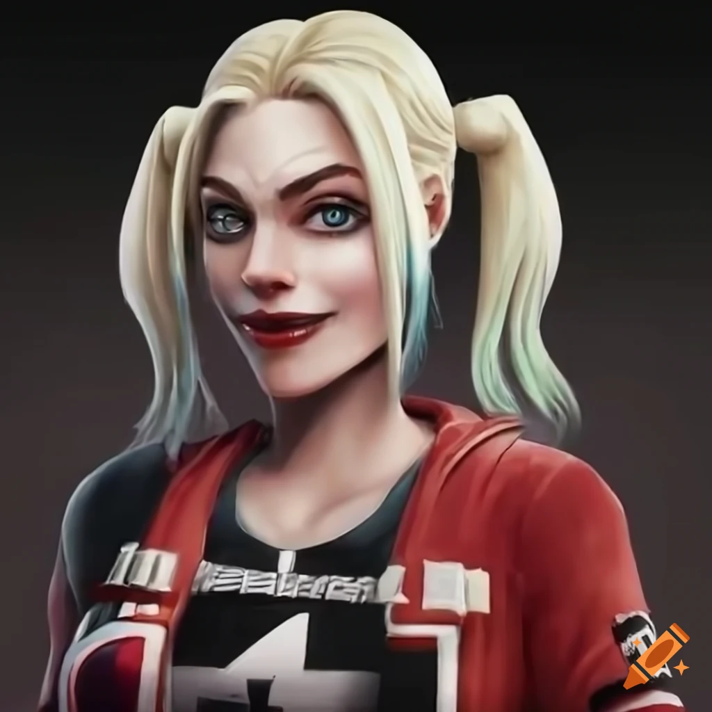 Realistic depiction of dc's harley quinn without makeup on Craiyon