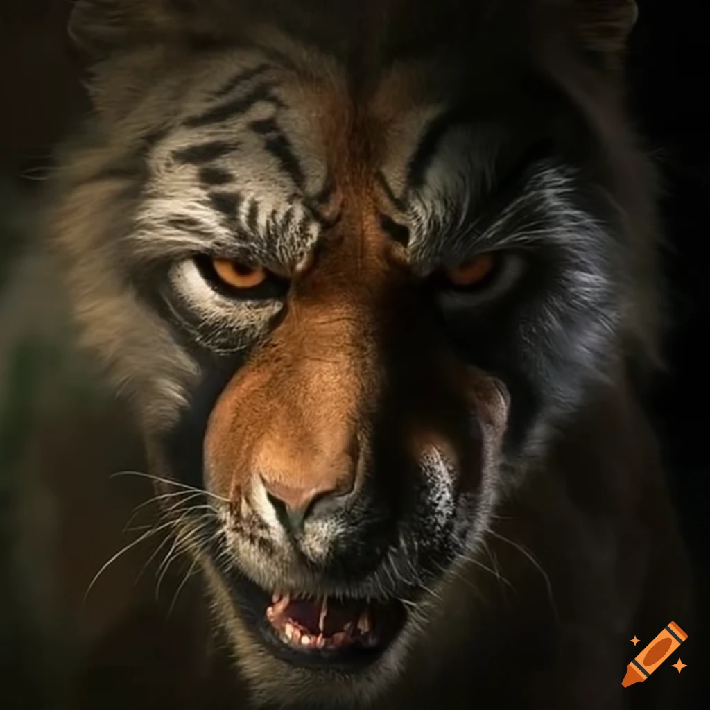 Werewolf-tiger hybrid creature on Craiyon