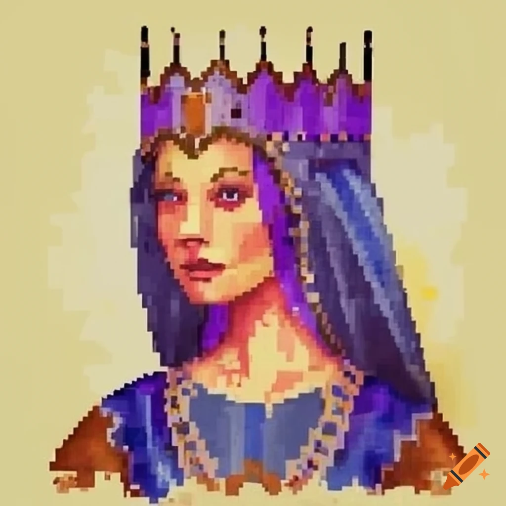 Medieval queen in pixel art style on Craiyon