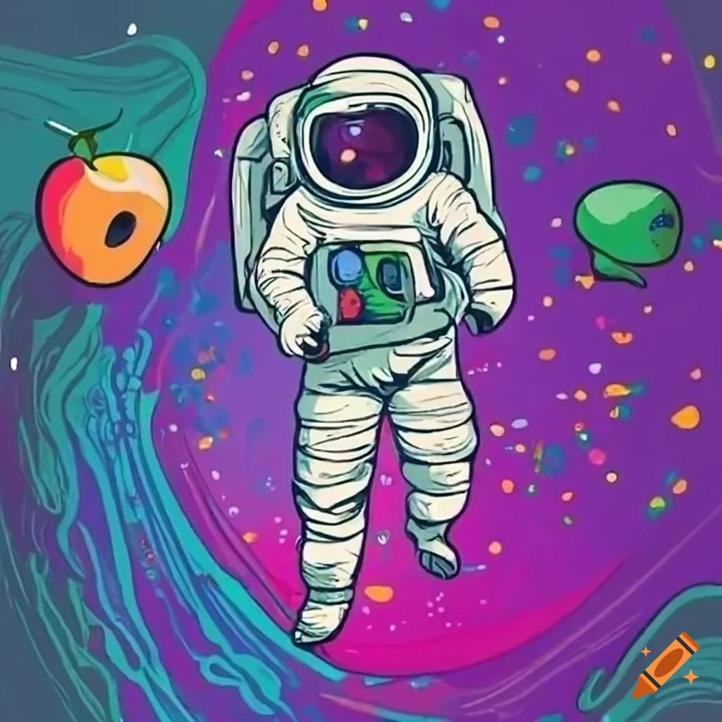 Astronaut floating with apple in space on Craiyon