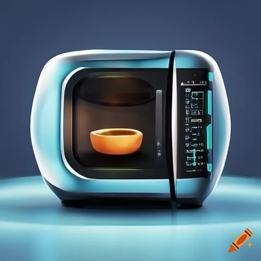Futuristic talking microwave with payment feature on Craiyon