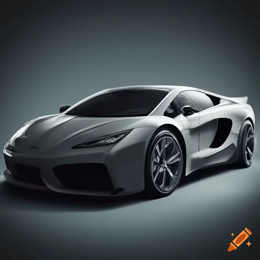 Grey car racing towards the camera on Craiyon