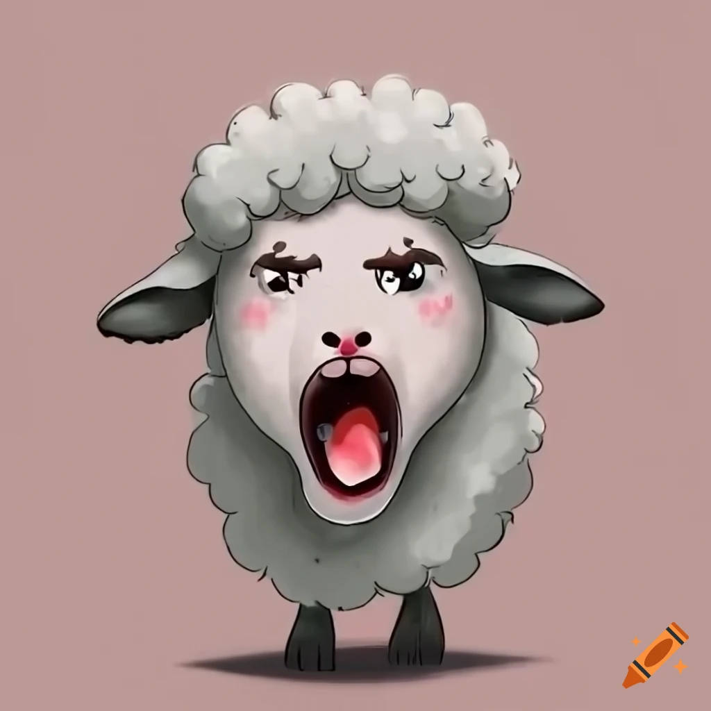 A cute cartoon sheep yelling in a megaphone on Craiyon